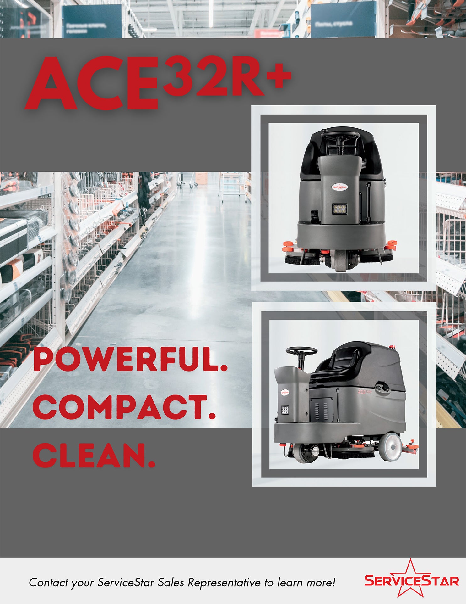 ACE 32R+ Ride On Floor Scrubber – ServiceStar